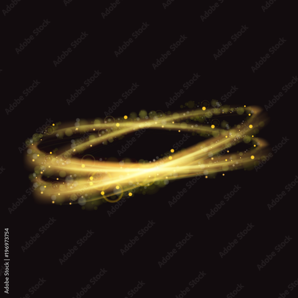 Swirl lines with light effect. Sparkling isolated circles. Graphic ...