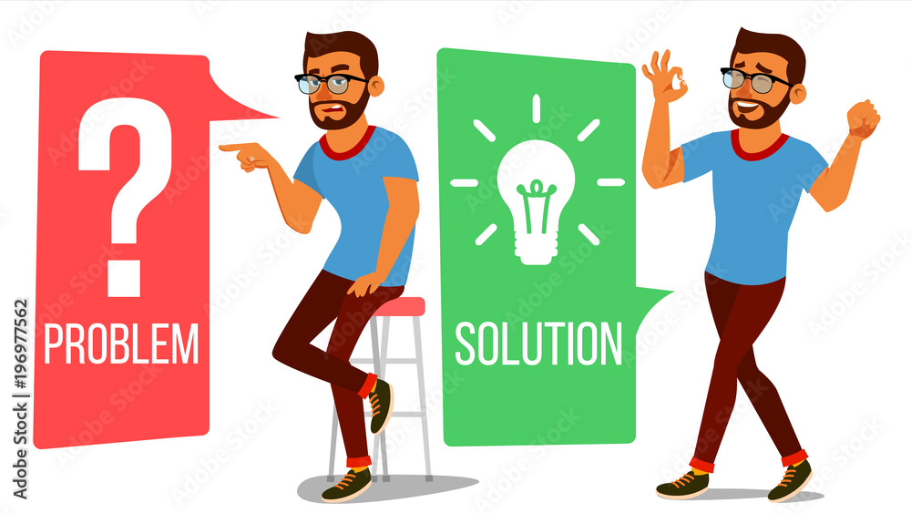 Man Solving Problem Vector. Problem Solution, Secret Discovery. Career ...