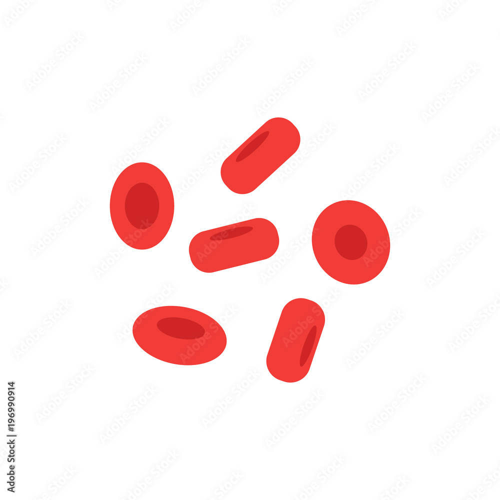 Flat red blood cells icon. Medical biological heart vein and ...