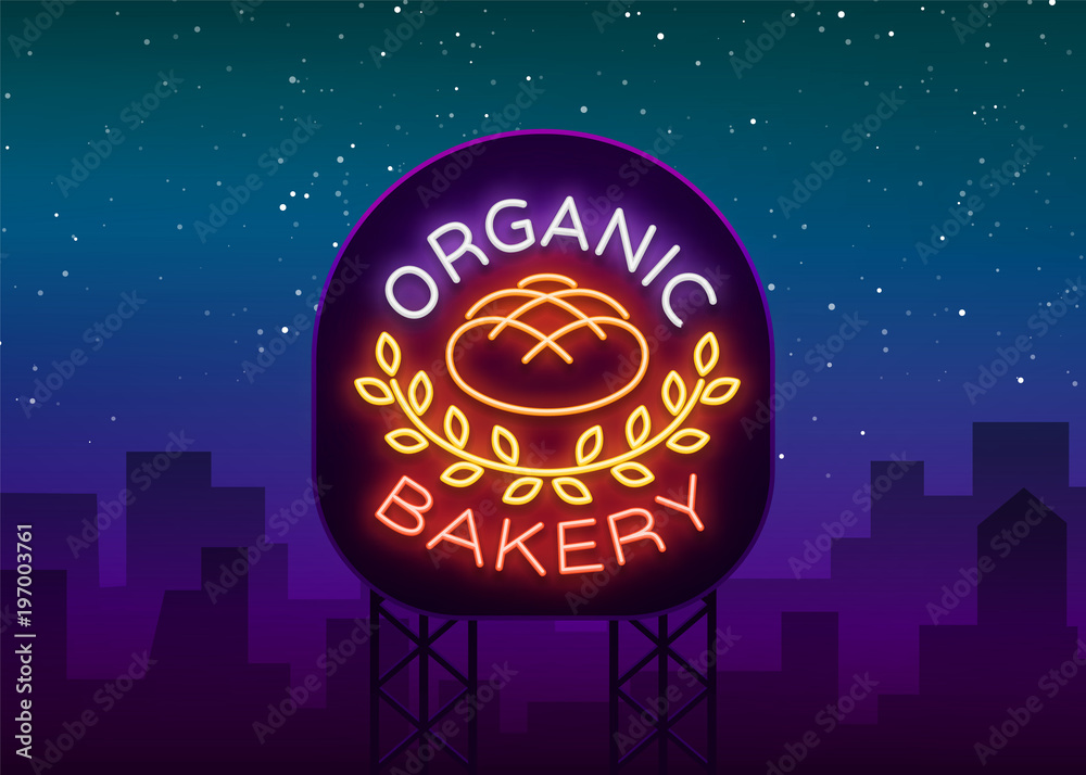 Bakery organic logo, fresh bread, loaf. Vector illustration on bakery ...