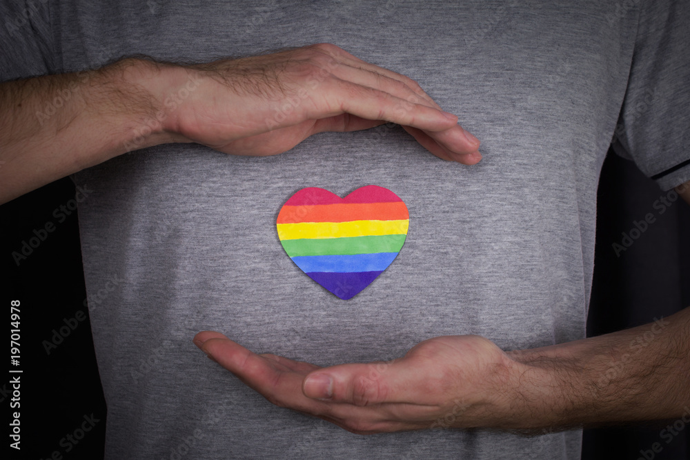 lgbt discrimination. Hands take care heart rainbow flag LGBT. Sexual ...