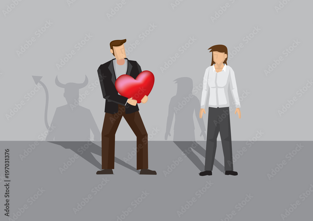 Devil in Disguise in Love and Relationship Cartoon Vector Illustration ...