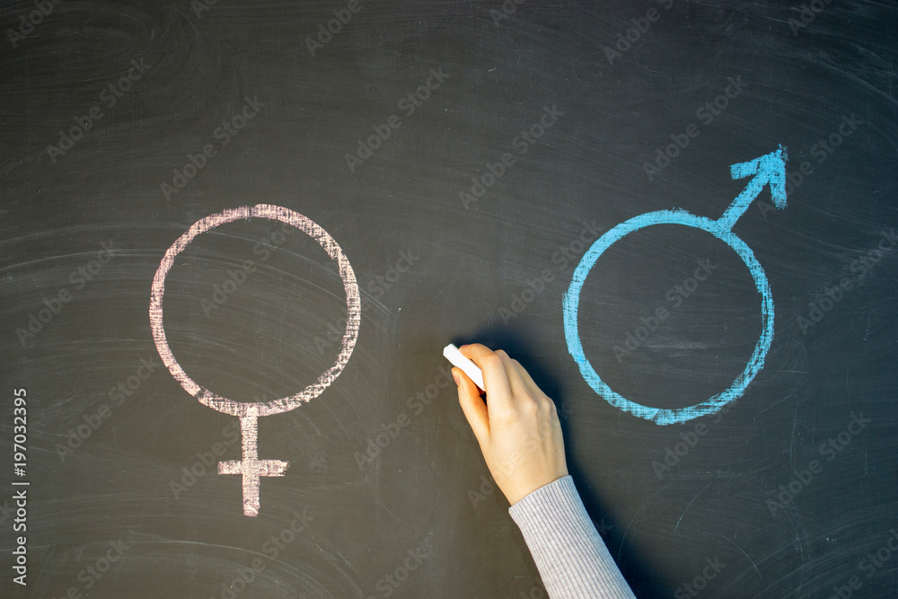 Poster The female gender symbol is equal to the male concept of gender ...