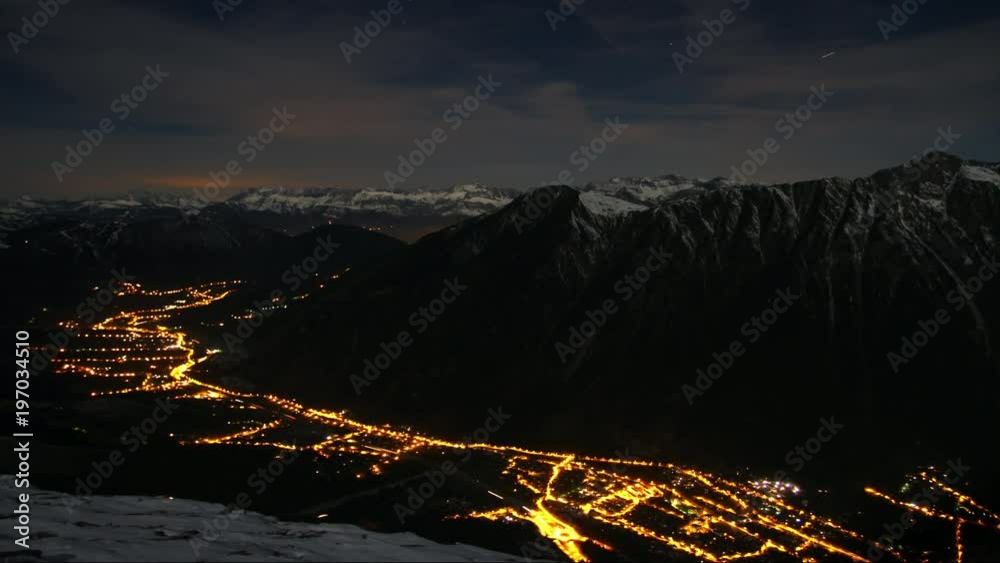 4k France Chamonix night city lights timelapse Stock Video | Adobe Stock