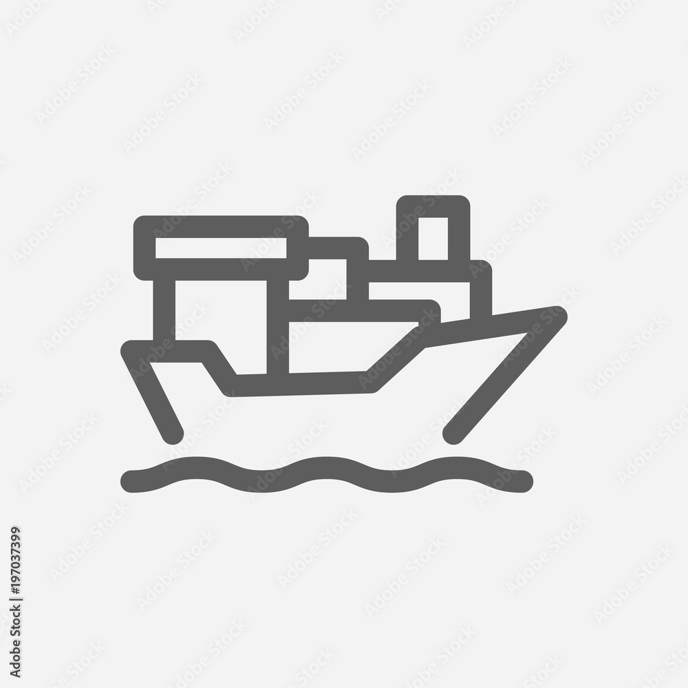 Tanker ship icon line symbol. Isolated vector illustration of vessel ...