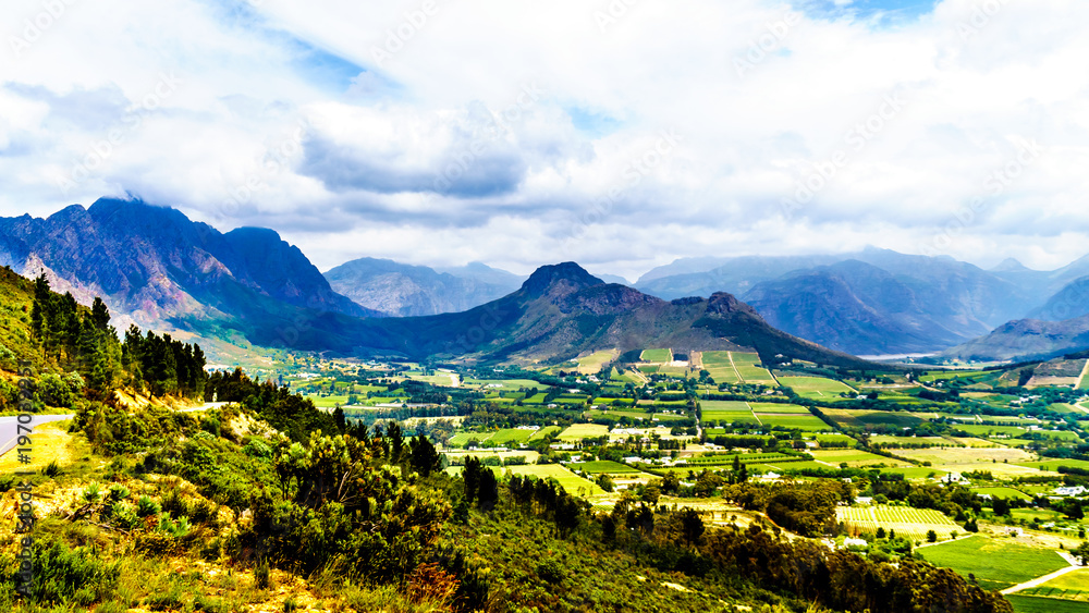 Franschhoek Valley in the Western Cape province of South Africa with ...