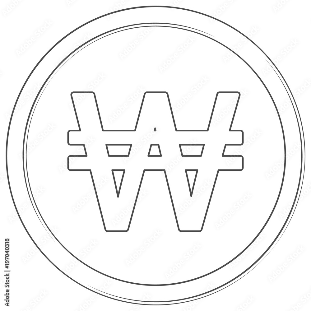 Vector won sign. Lineart icon. Thin line illustration on white ...