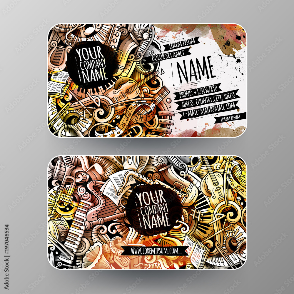 Cartoon graphics watercolor vector hand drawn doodles Classic music id ...