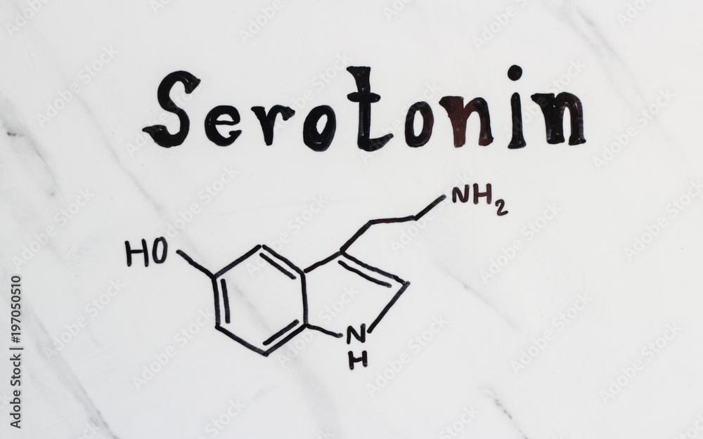 Chemical formula of Serotonin. Close-up Stock Photo | Adobe Stock