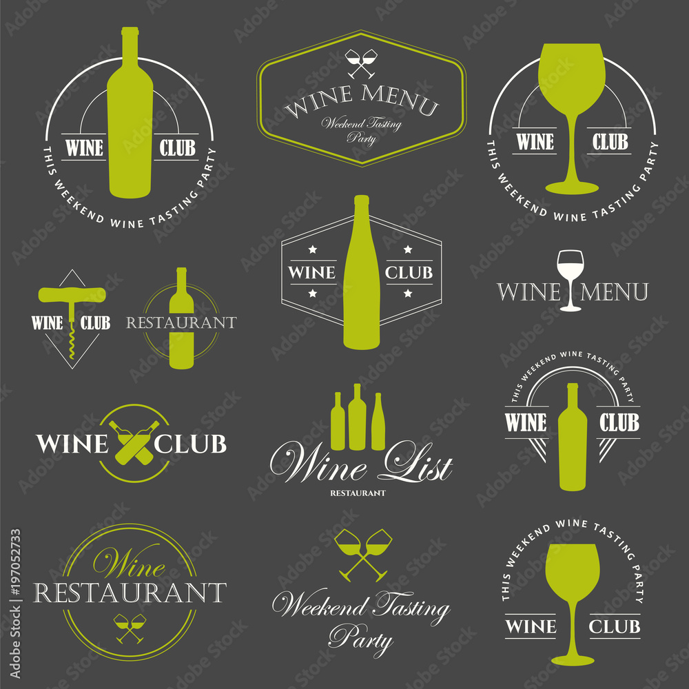 Vector Illustration with wine list logo and labels. Simple symbols ...