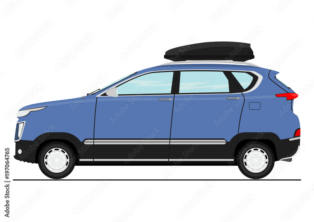 Cartoon modern suv car. Side view. Flat vector. Stock Vector | Adobe Stock