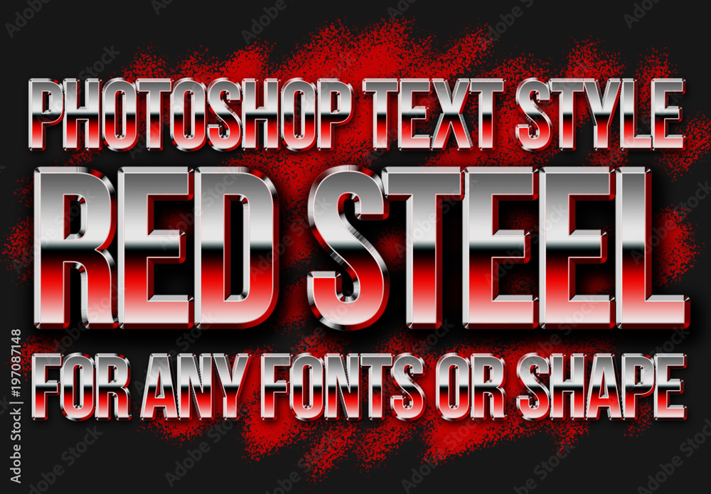 Red Steel Metallic Text Style Stock Template | Adobe Stock