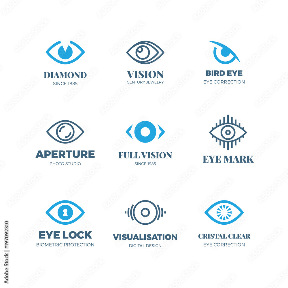 Magic eye logos. Mysterious sight symbols. Vision vector badges Stock ...