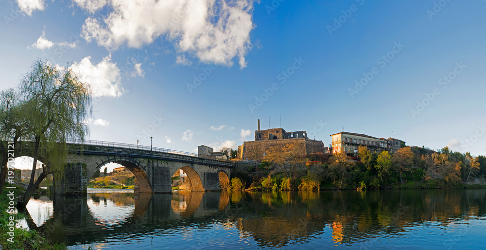 Panorama at night landscape of the city of Barcelos, district Braga ...