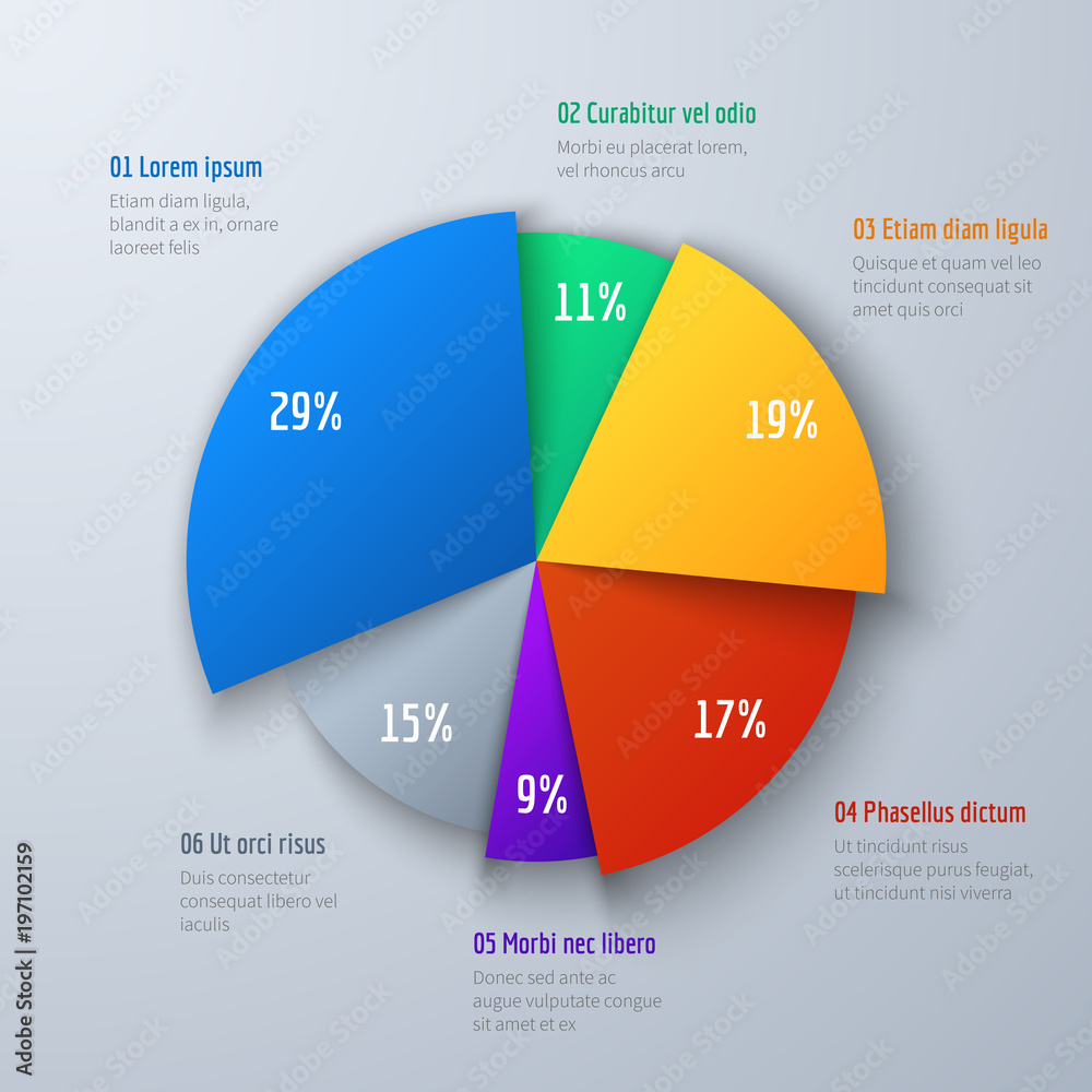 Business 3d pie info chart for presentation and office work ...
