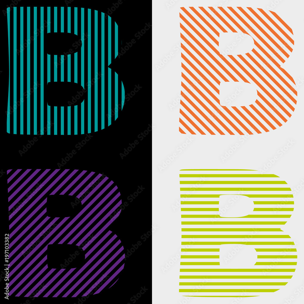 Line art logo set. Letter "B" design. Alphabet, abstract set of letters ...