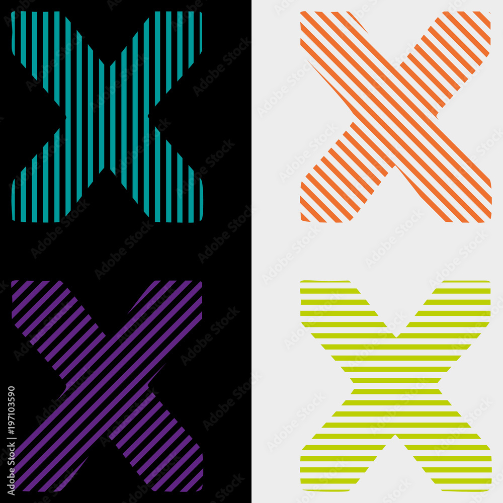 Line art logo set. Letter "X" design. Alphabet, abstract set of letters ...