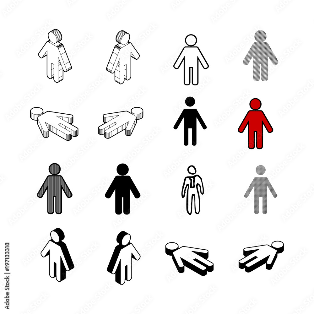 Set of Collection modern vector. People icon multi type of 3d isometric ...