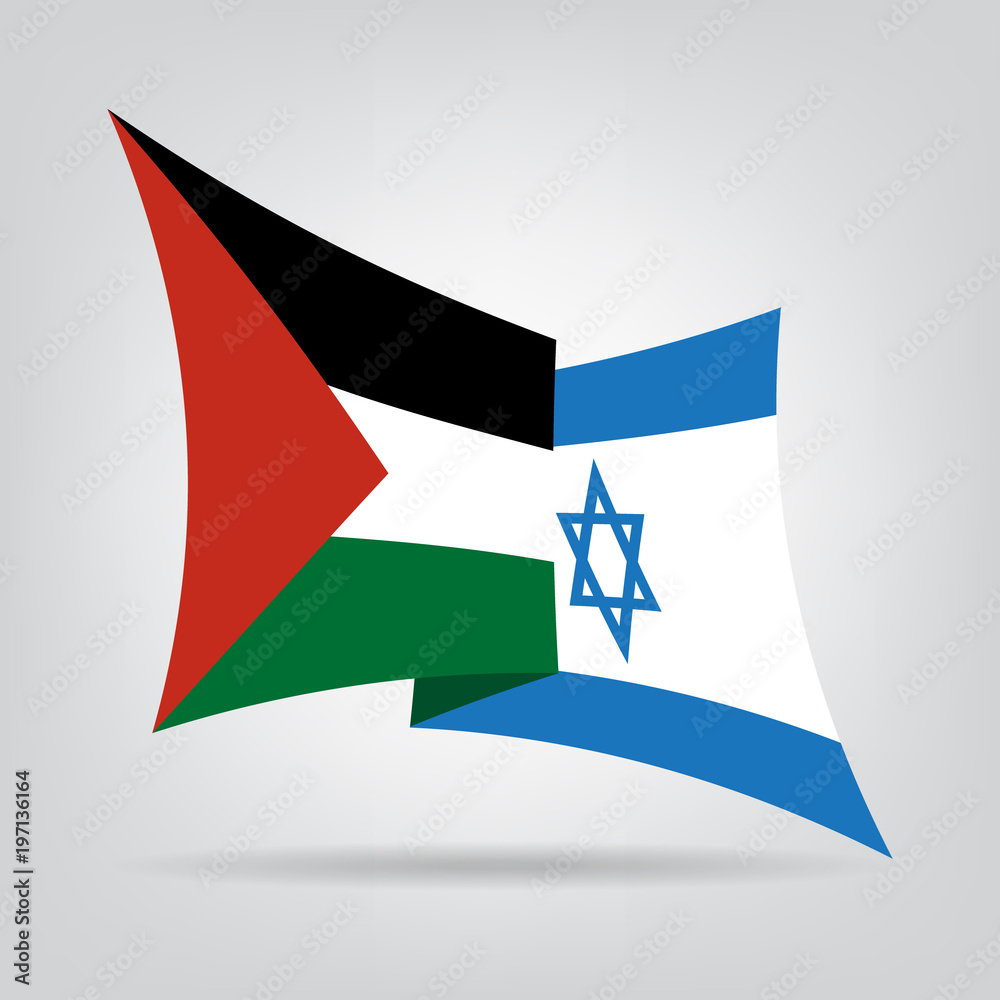 Palestine and Israel flag flag with shadows. Vector illustration flag ...