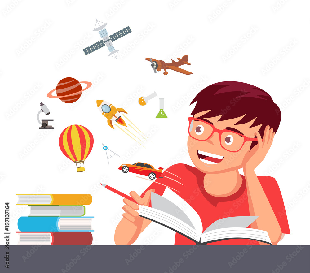 boy thinking of future Stock Vector | Adobe Stock