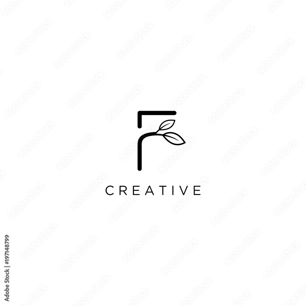 sophisticated luxury logos, concept logo leaf letter F, natural green ...