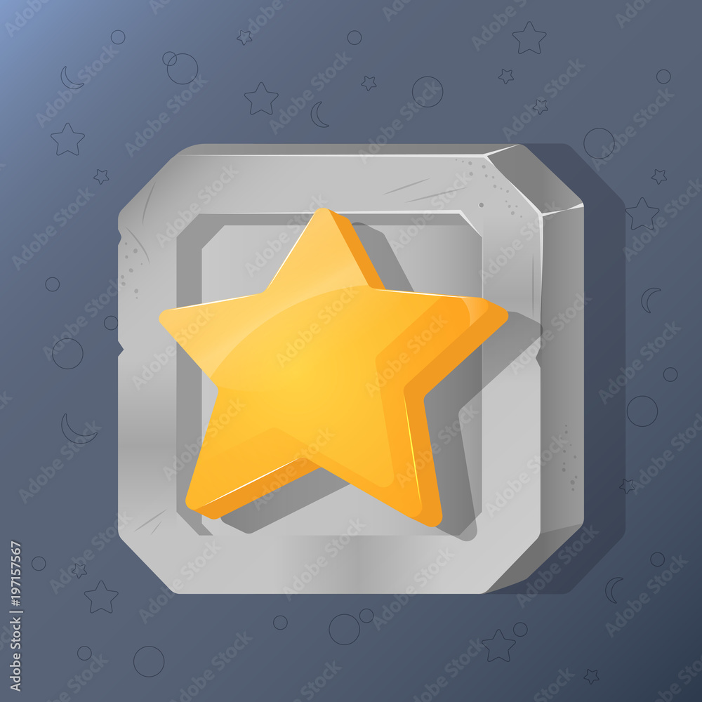 Game icon of star in cartoon style. Bright design for app user ...
