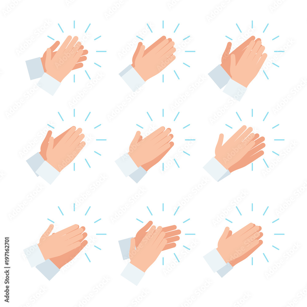 Clapping hands, applause icon set. Vector illustration in flat style ...