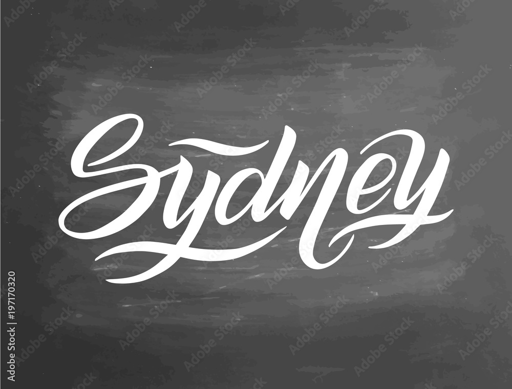 Hand written city name. Hand lettering calligraphy. Sydney. Hand made ...