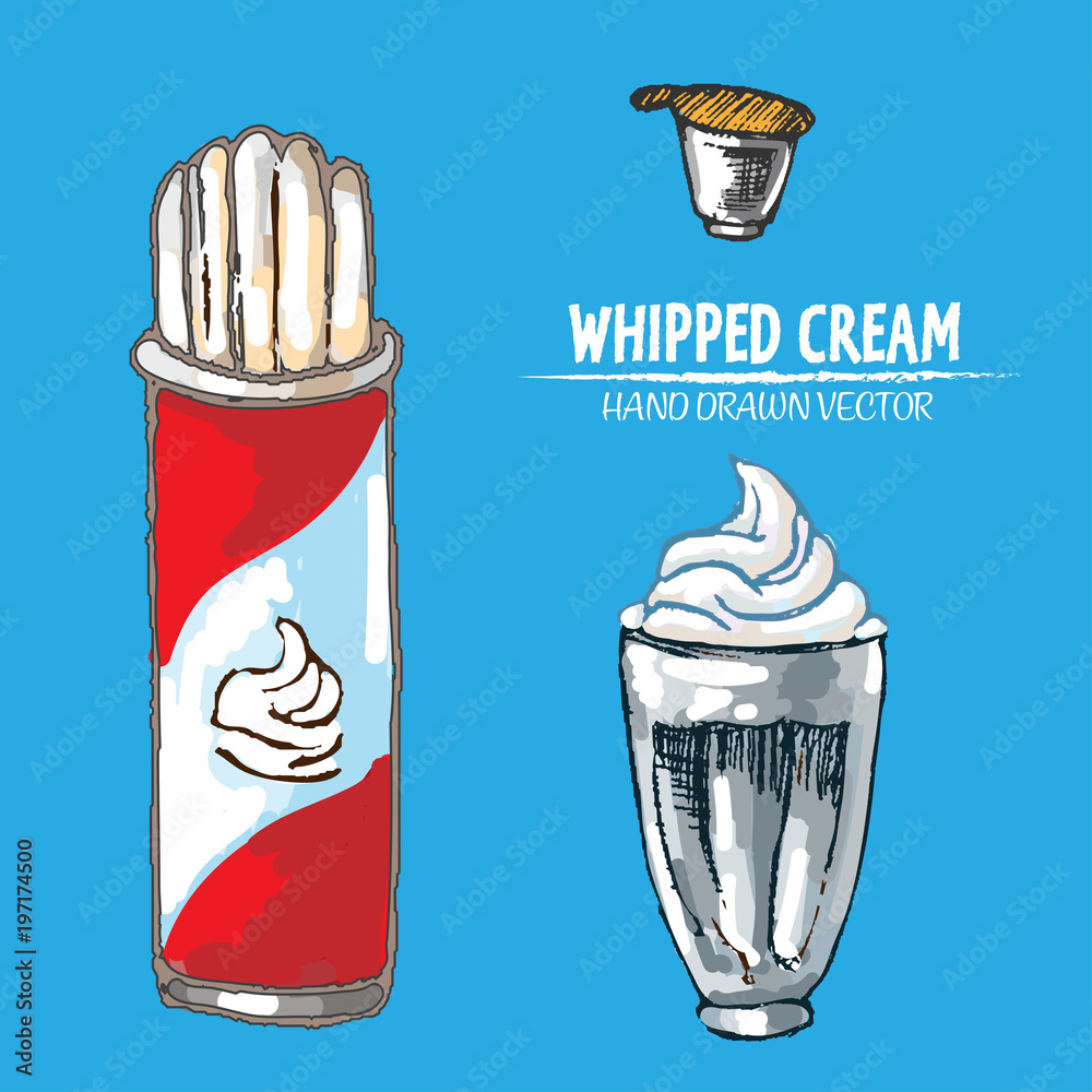 Digital vector detailed line art whipped cream Stock Vector | Adobe Stock