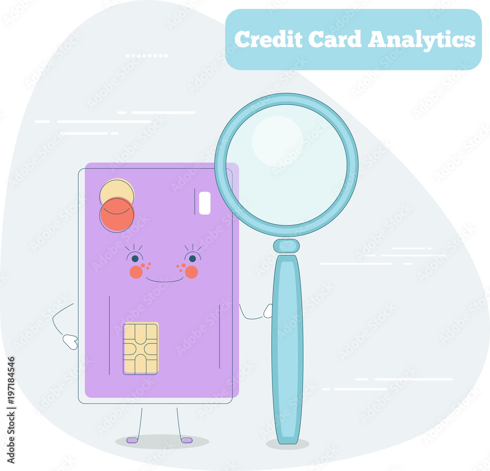 Credit card analytics concept in line art style Stock Vector | Adobe Stock