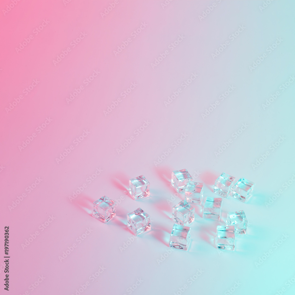 Ice cubes in vibrant bold gradient holographic colors. Concept art ...