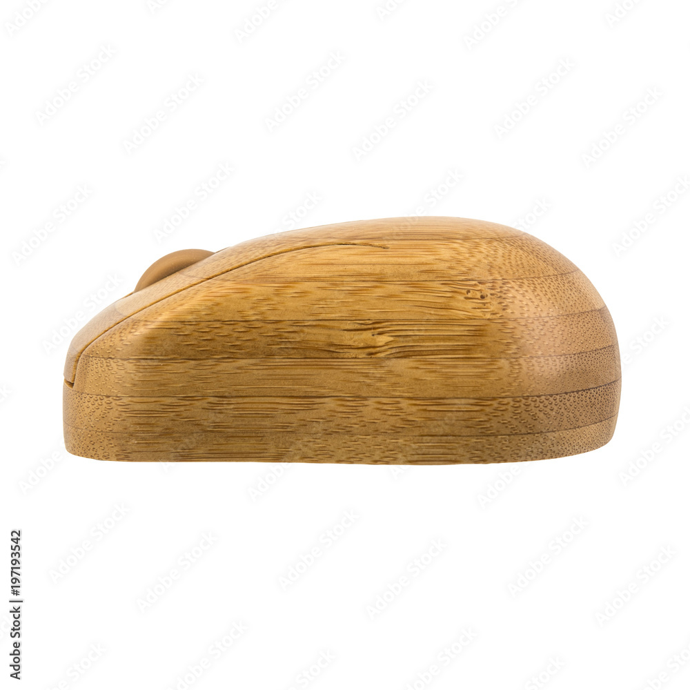 Wireless wooden computer mouse isolated on white Stock Photo | Adobe Stock