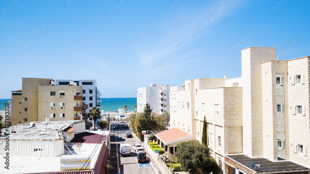 NAHARIYA, ISRAEL-MARCH 9, 2018: Aerial View. Nahariya is the ...