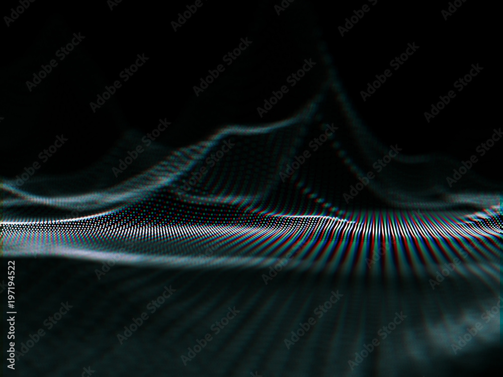 Abstract background with points wave. Futuristic science wave. Sound ...