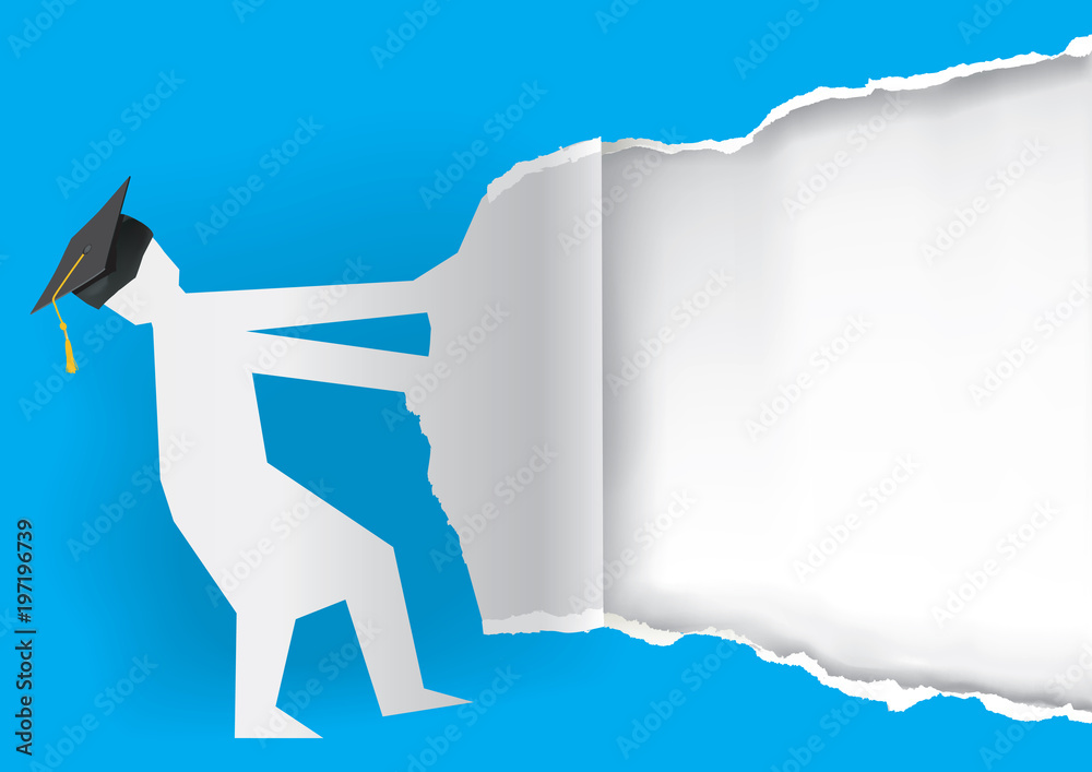 Graduation torn paper background. Illustration of paper silhouette with ...