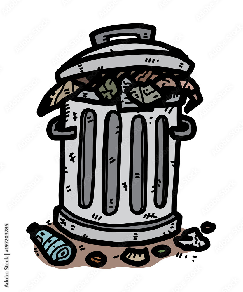 trash / cartoon vector and illustration, hand drawn style, isolated on ...