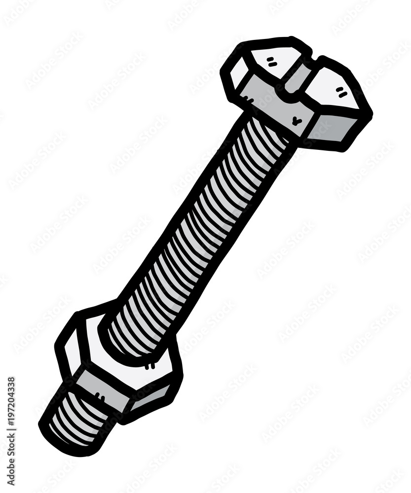 nut and bolt / cartoon vector and illustration, hand drawn style ...