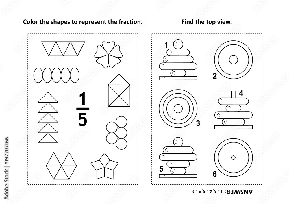 Two visual math puzzles and coloring pages. Color the shapes to ...