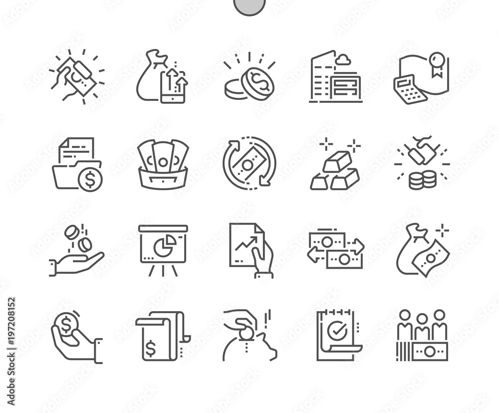 Finance Well-crafted Pixel Perfect Vector Thin Line Icons 30 2x Grid ...