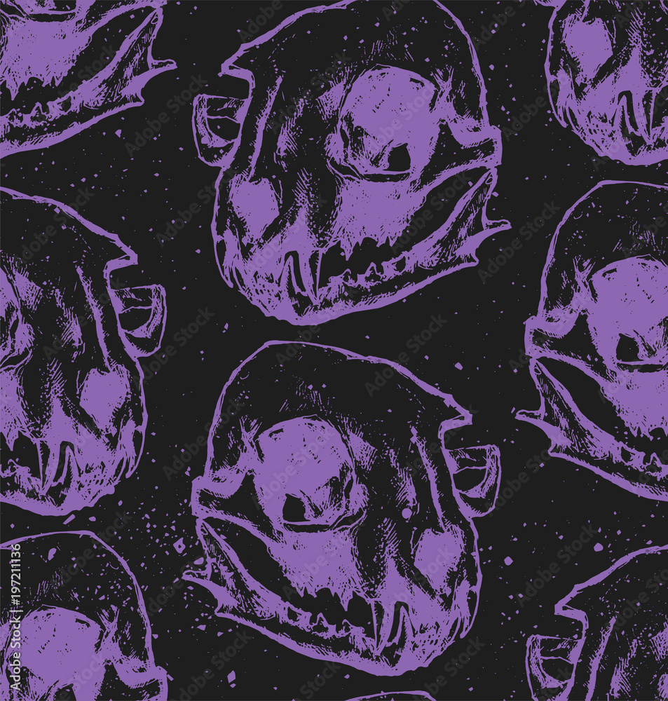 Seamless texture with cat skull. Repeating background. Tile pattern ...