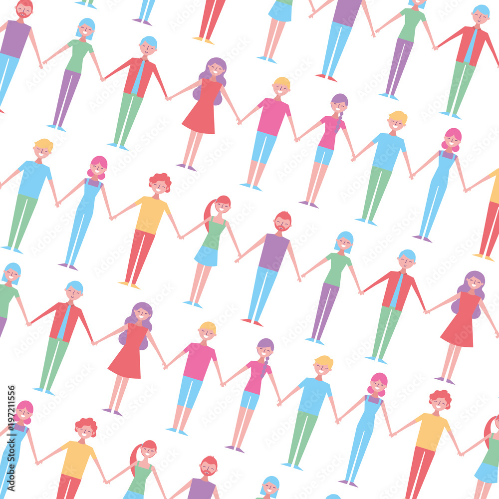 background people happy holding hands vector illustration Stock Vector ...