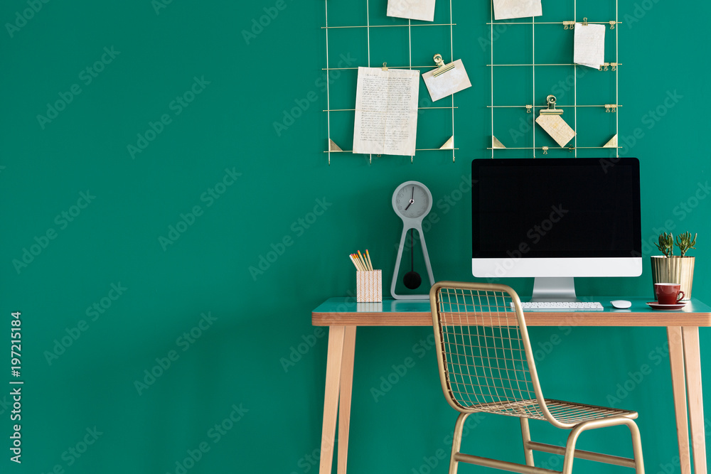 Computer on desk Stock Photo | Adobe Stock