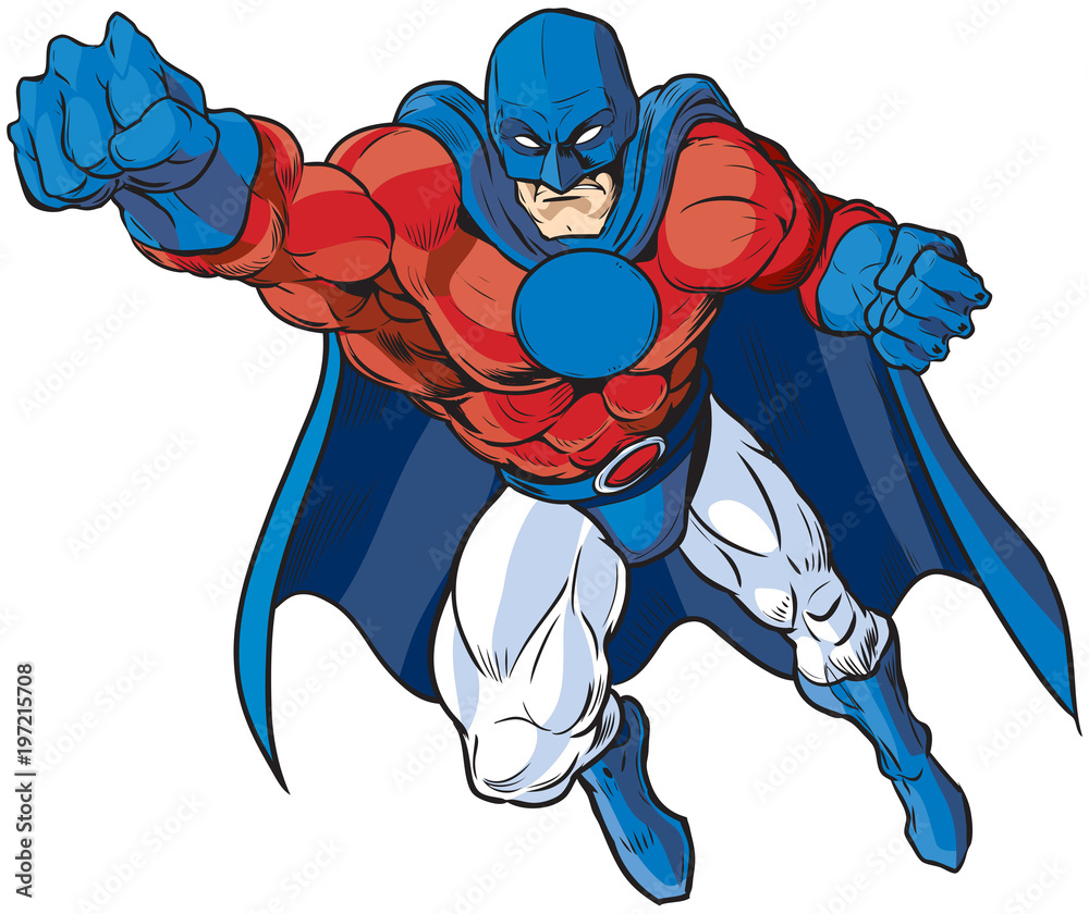Patriotic Male Superhero Vector Cartoon Stock Vector | Adobe Stock