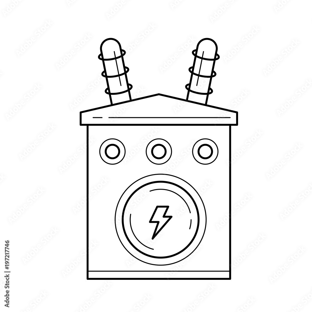 Electricity distribution vector line icon isolated on white background ...
