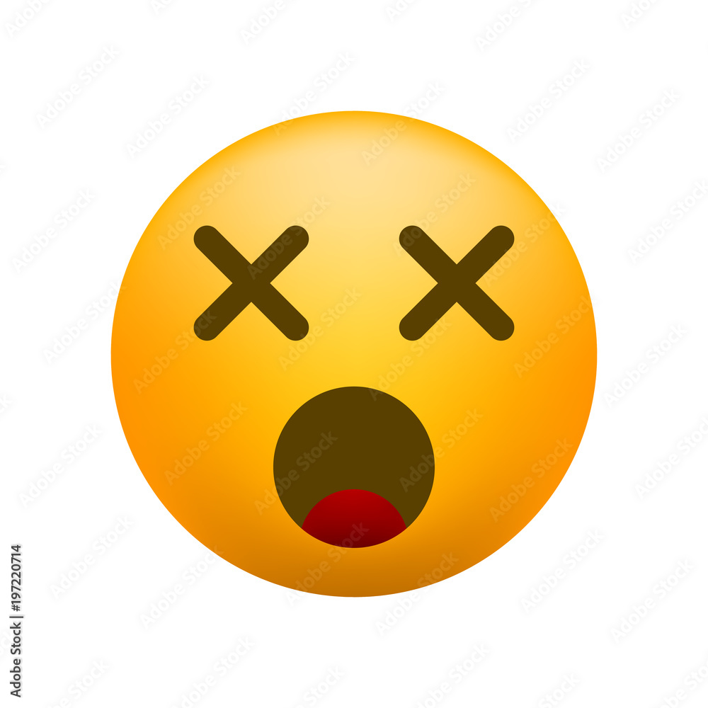 Cute KO Emoticon on White Background . Isolated Vector Illustration ...