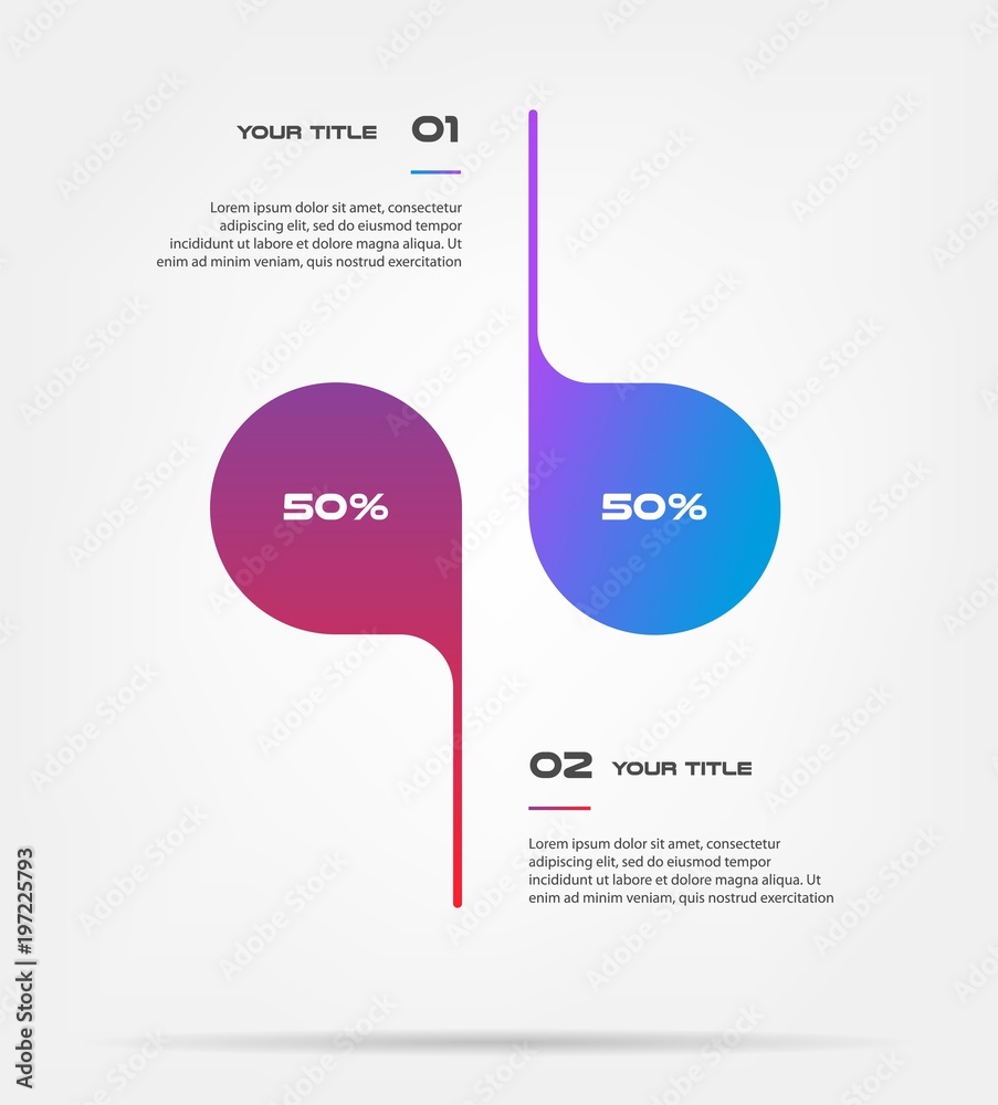 Chart of percentage infographics. Element of graph, diagram with 2 ...