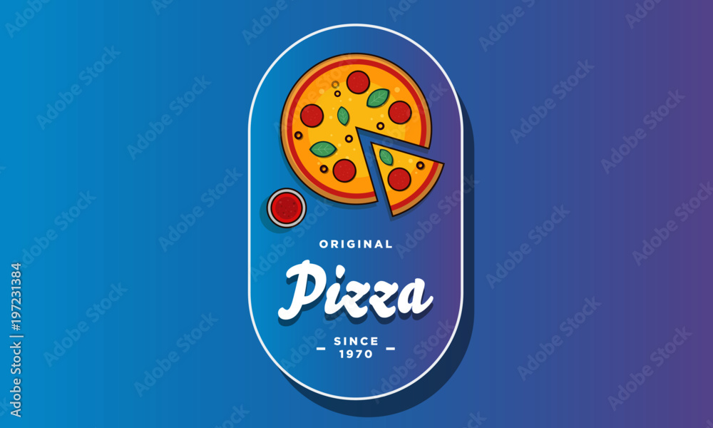 Pizza Lettering Logo Label Badge Sticker for Restaurant Pizzeria Cafe ...