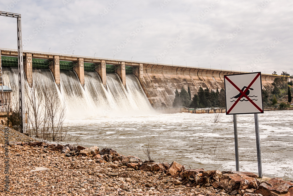 dawn hydroelectric plant waterfalls Stock Photo | Adobe Stock