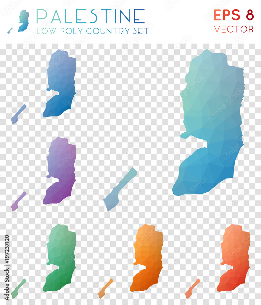Palestine geometric polygonal maps, mosaic style country collection ...