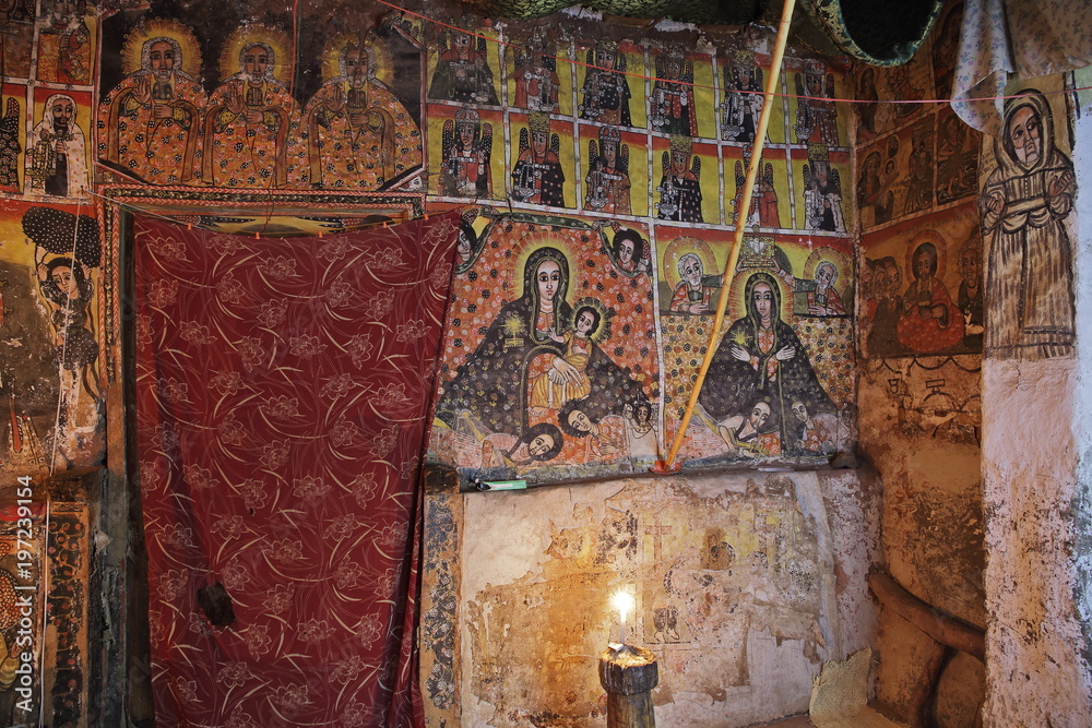 : iconographic scenes and wall murals of saints painted in naive ...